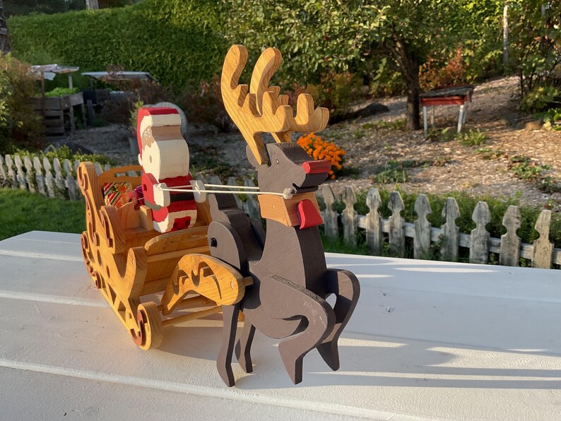 Handmade…. Wooden Santa Sleigh. Santa Claus and the Red-nosed Reindeer ...