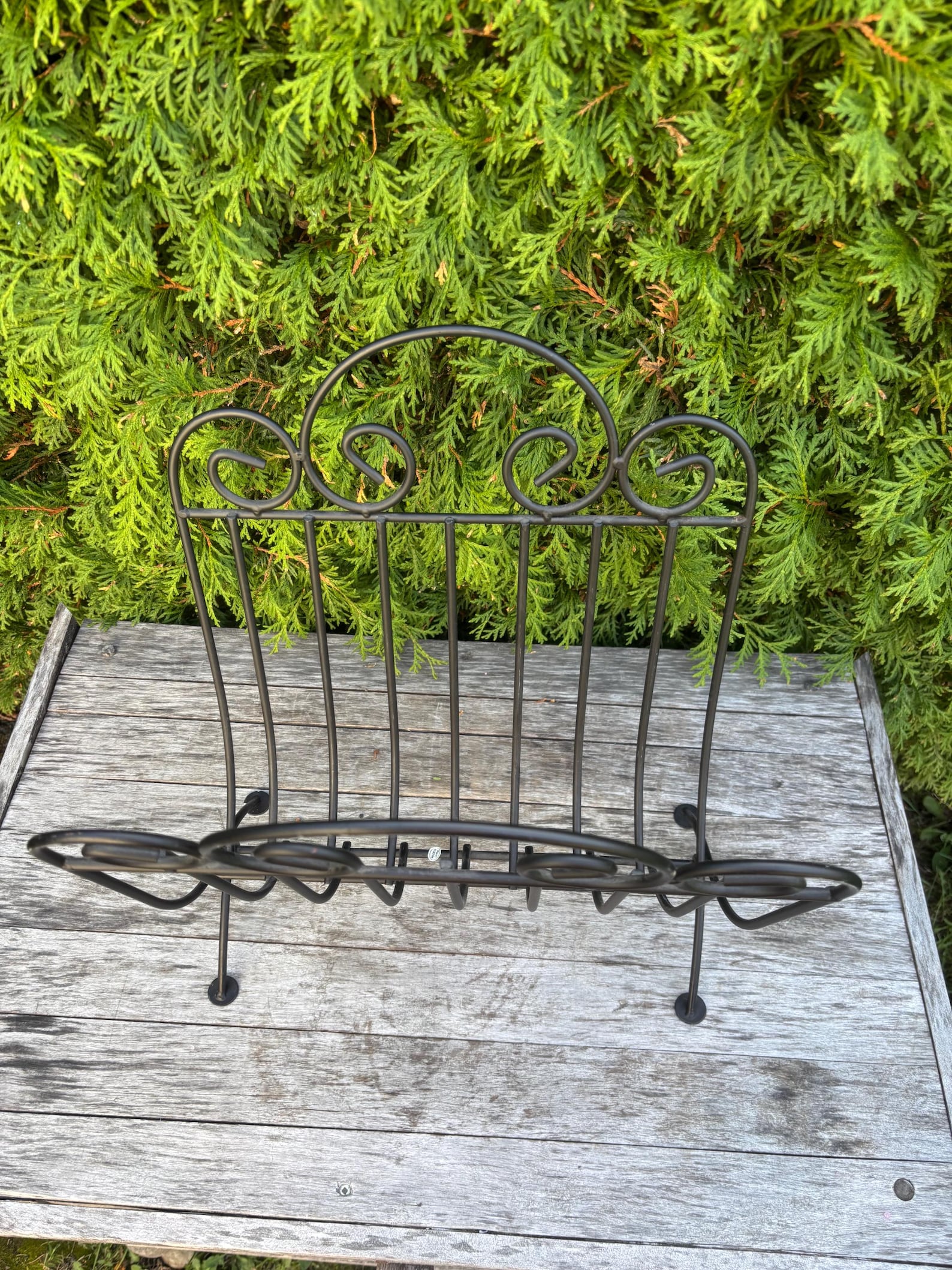 Vintage Black Metal Scroll Magazine Rack - Antique Storage - French ...