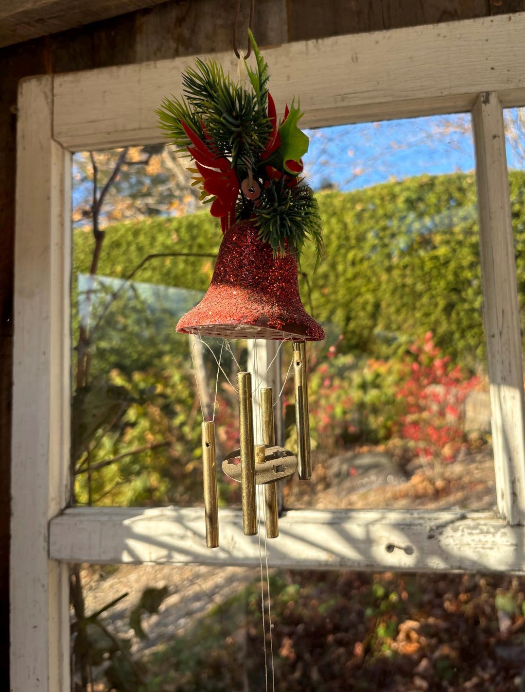 Vintage Christmas Wind Chime, 1970's Plastic Santa and Brass Wind Chime ...