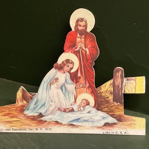 Fold-out Cardboard Nativity Scene, 1940s, Beautiful Condition, 51/2 X 5 ...