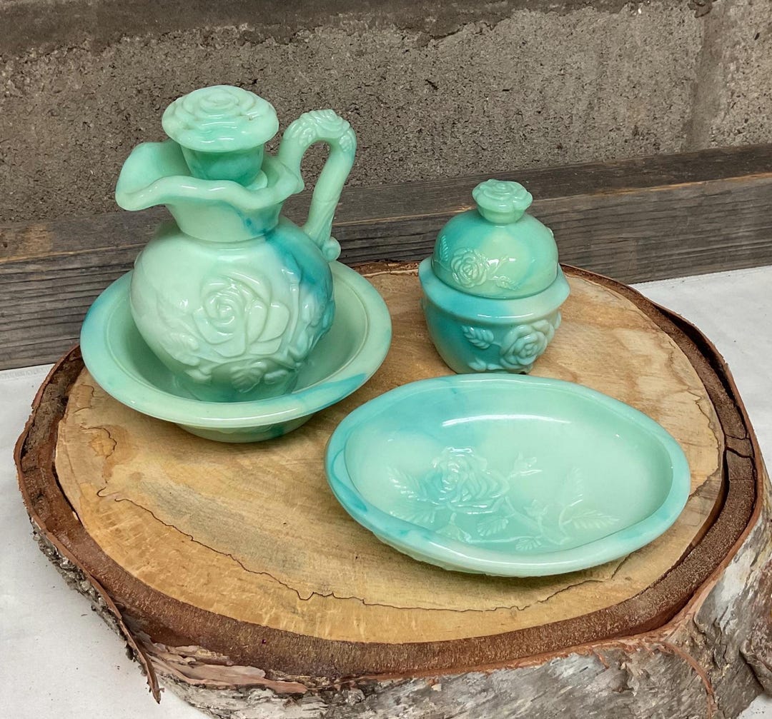 Avon Victorian Pitcher and Bowl Set, Soap Dish and Powder Sachet ...