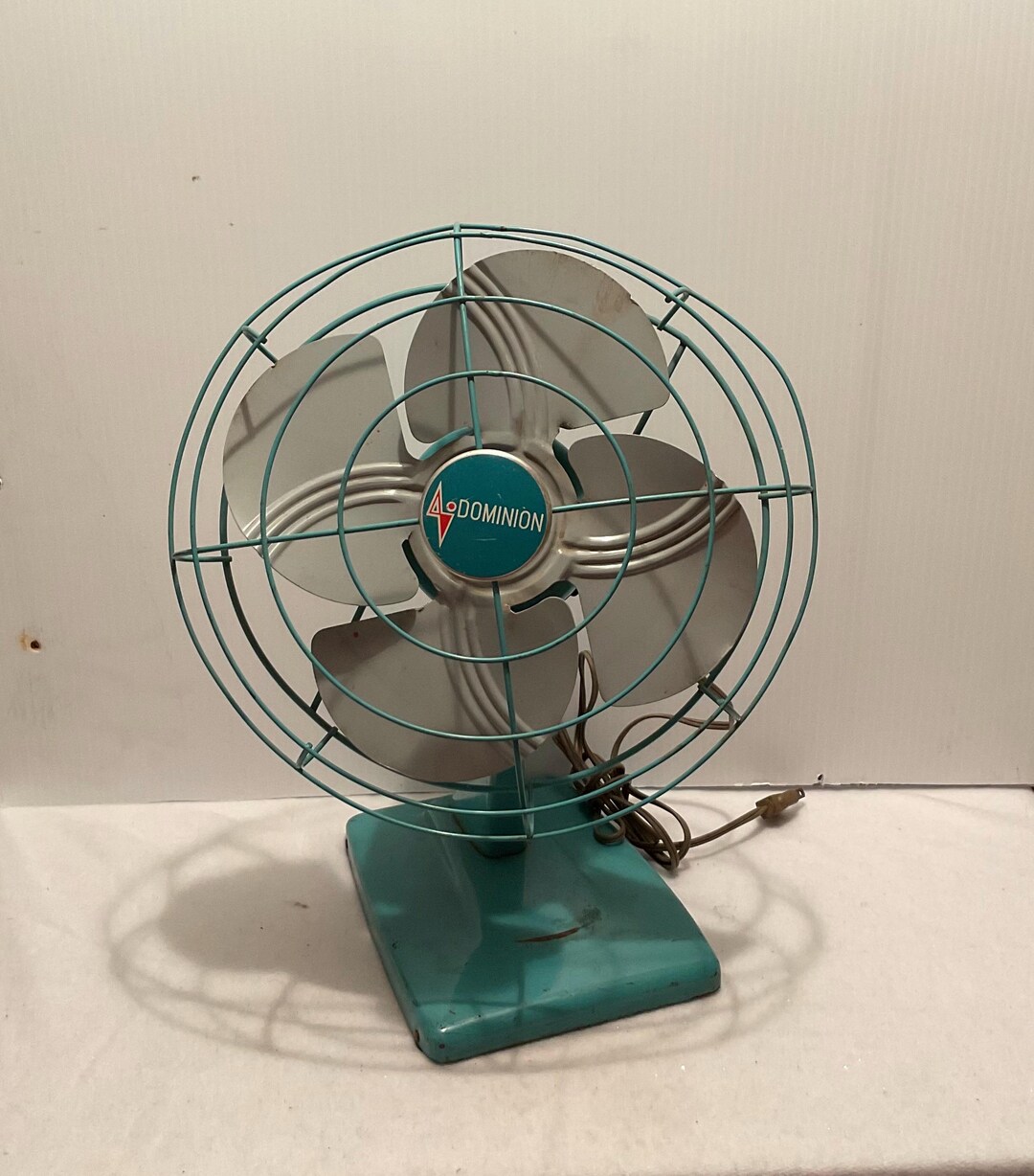 Mid Century Electric Fan, Aqua Blue, Dominion Fan, Art Deco Fan, Needs ...