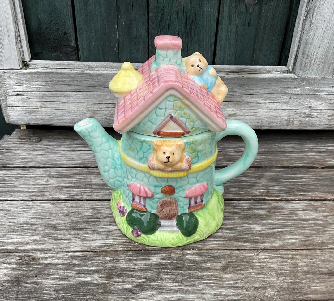 Vintage Teddy Bear Teapot 7" X 6" Wide | Cottage House. - Etsy