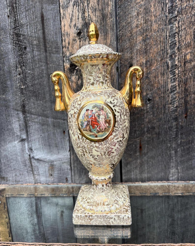 Pair of 1930s Empire Ware Porcelain Urn, Vintage English With Lid ...