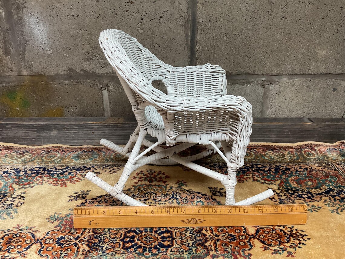 Vintage White Wicker Doll Chair. Rocking Chair. Doll Accessories - 11 ...