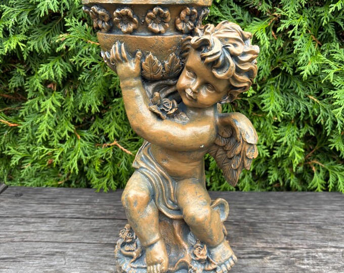 Spectacular Chalkware Cherub. You Choose Either Gold Gilded or Antique ...