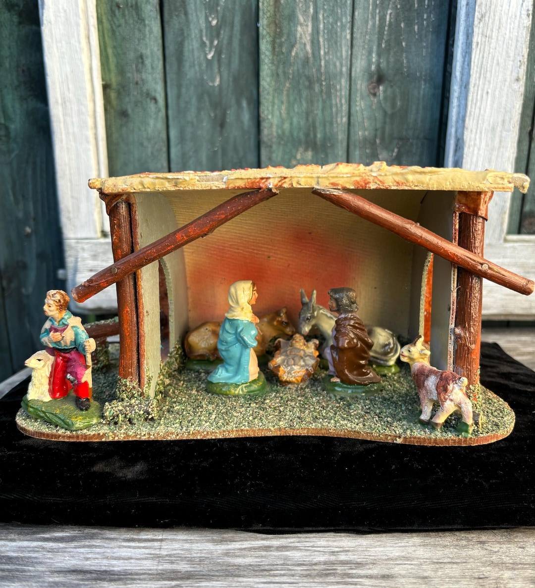 Antique Vintage 1950s Nativity Set With Crib Italy. - Etsy