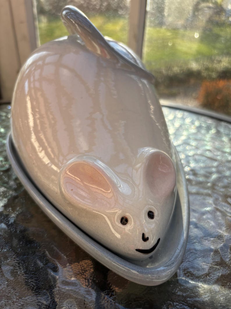GIANT WHITE MOUSE Antique Mid Century Cheese Bowl, Ceramic Bowl and ...