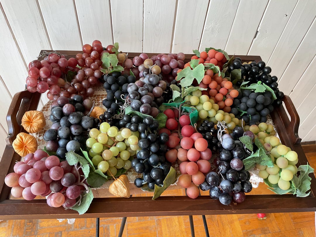 Vintage Faux Artificial Rubber Grapes. Different Size. Black Green, Red ...