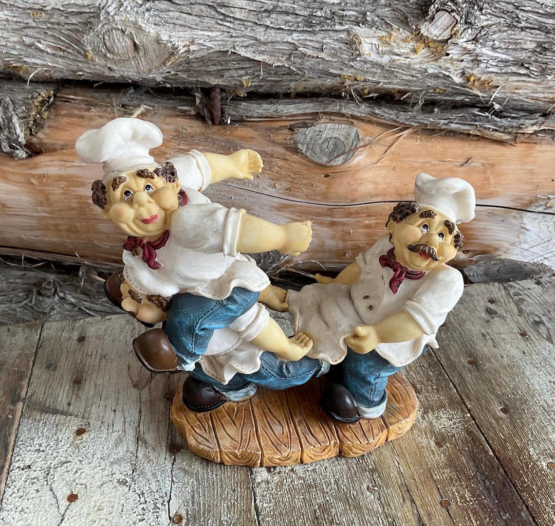 Vintage 3 Chefs Wine Vinegar Oil Bottle Holder Bar Kitchen Countertop ...