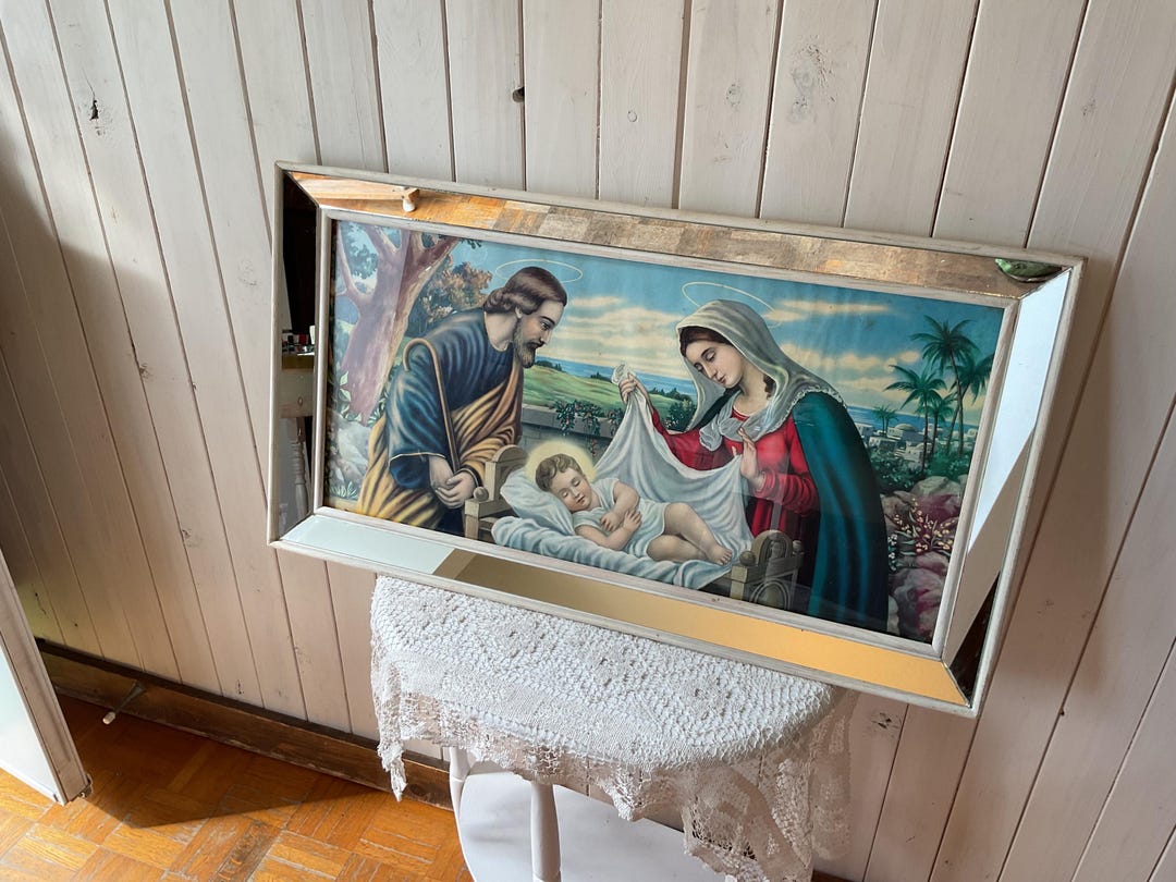 Original Vintage Lithograph of the Nativity of the Virgin Mary Joseph ...