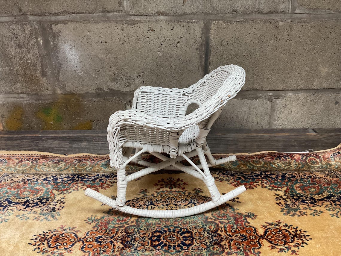 Vintage White Wicker Doll Chair. Rocking Chair. Doll Accessories - 11 ...