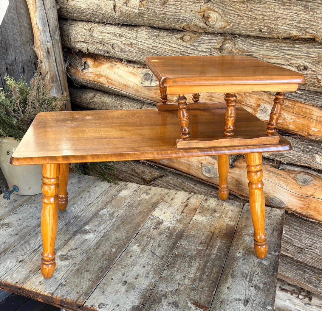 Mid Century Table/ Vintage Telephone Table/rustic Table/end Table/ Two ...