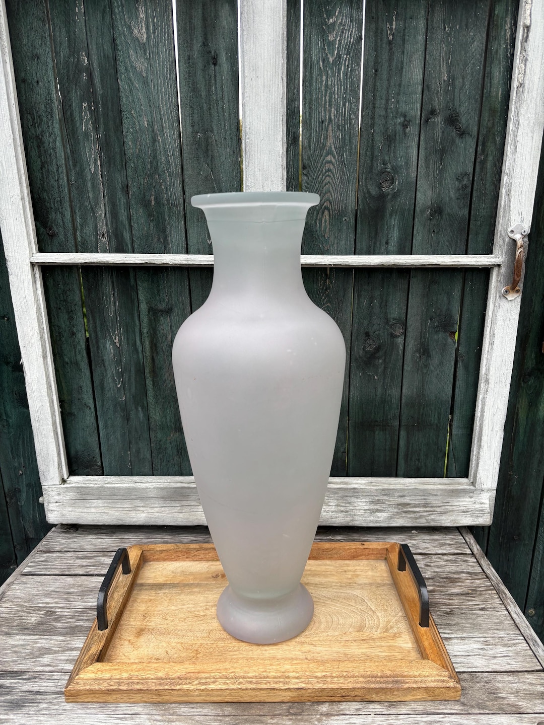 Vintage Frosted Glass Flower Vase. - Etsy