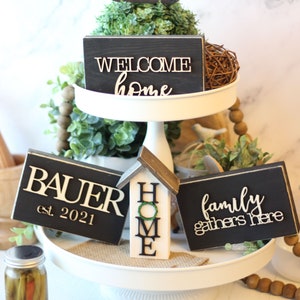 Family Farmhouse Signs - Home Sign - House - Tiered Tray Set - Mix and ...