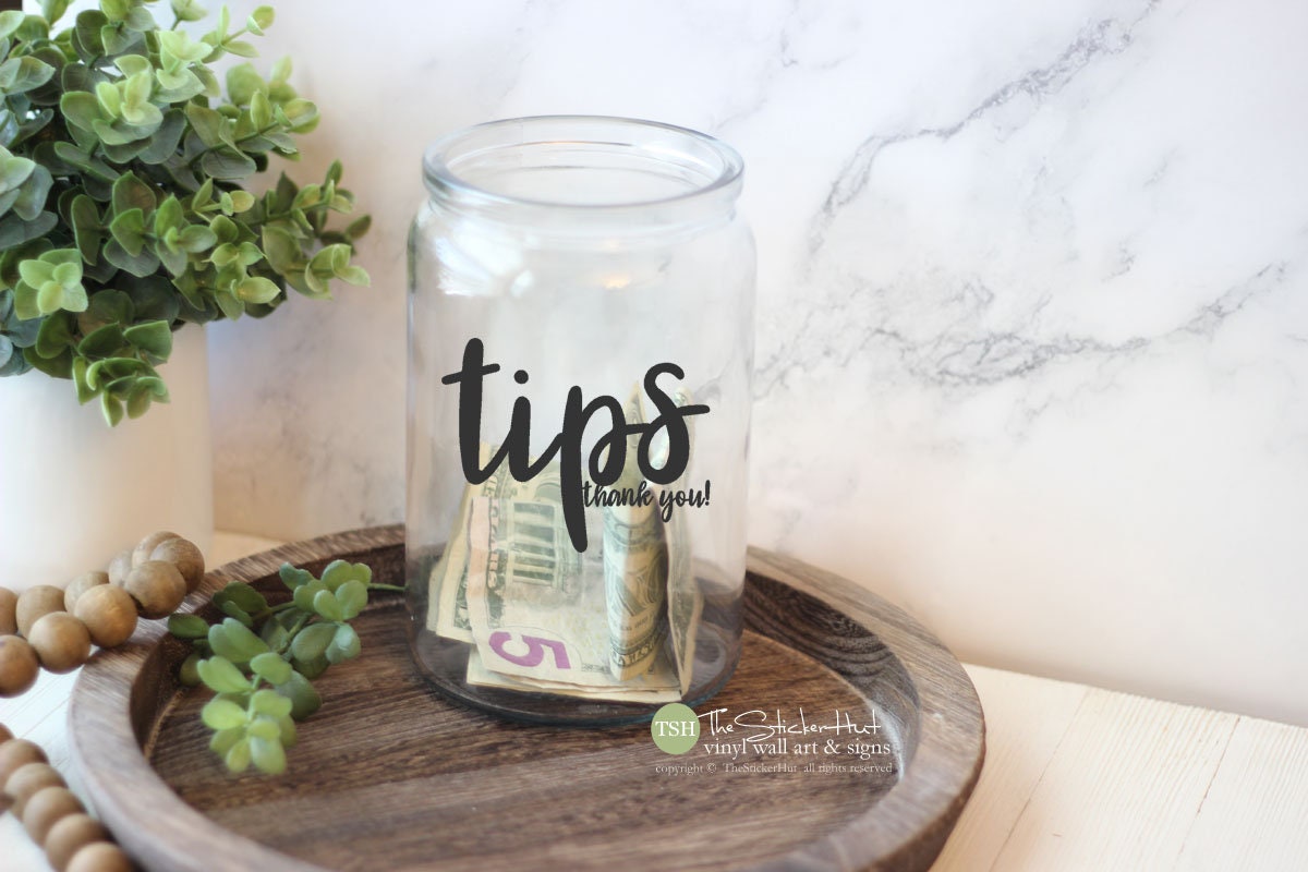 Tips Thank You Vinyl Decal Vinyl Lettering for Tip Jar - Etsy