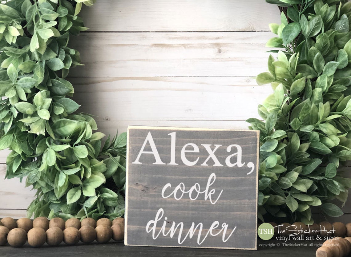 Alexa Cook Dinner Mini Block Wood Sign Kitchen Decor Wood | Etsy