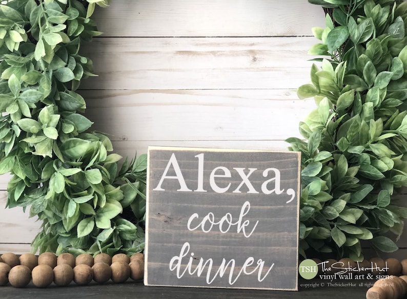 Alexa Cook Dinner Mini Block Wood Sign Kitchen Decor Wood | Etsy