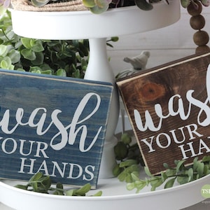 Wash Your Hands Bathroom Sign Mini Block - Funny Bathroom Decor ...