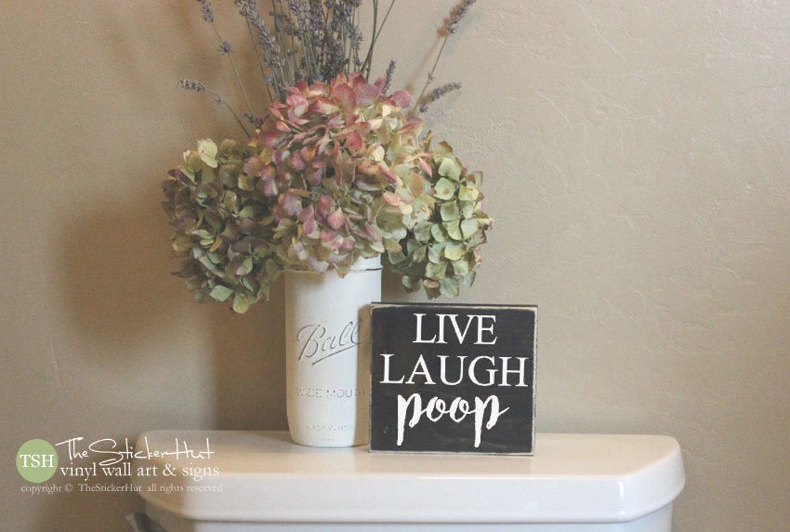 Live Laugh Poop Bathroom Sign Mini Block Wood Sign Bathroom - Etsy
