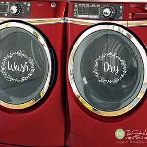 Laundry Room Decor Wash Dry Vinyl Decal Set, Washing Machines and ...