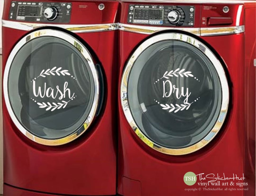Wash Dry Vinyl Decal Set - Laundry Room Decor - Washing Machines and ...
