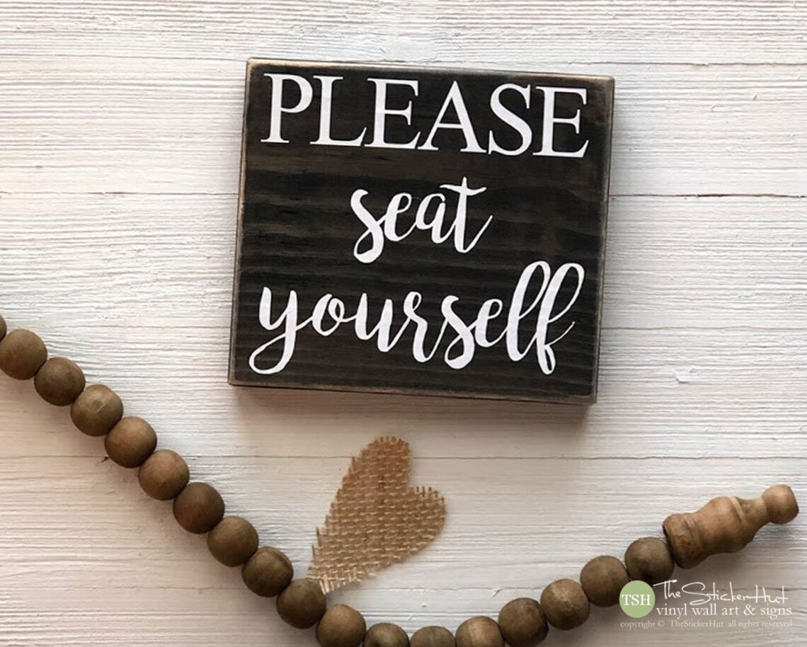 Please Seat Yourself Mini Block Wood Sign Bathroom Decor | Etsy