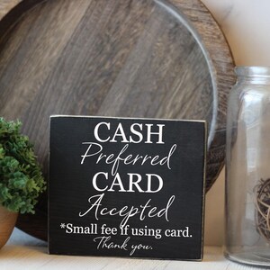 Cash Preferred Card Accepted Wood Sign Block - Office Decor - Wooden ...