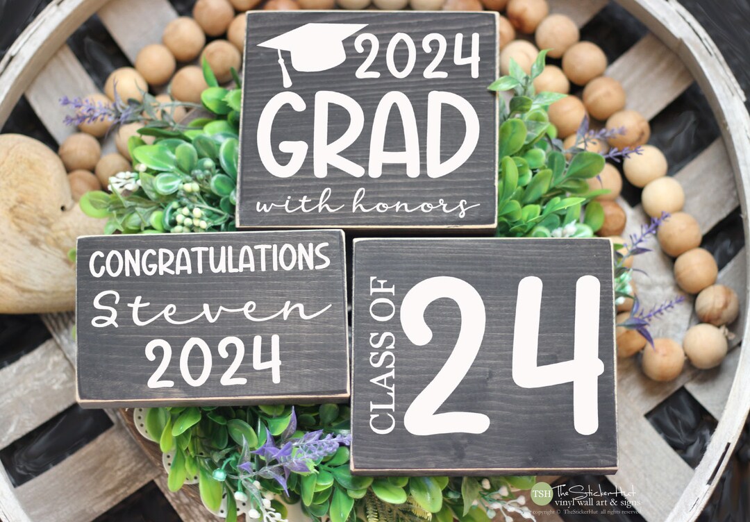 Graduation Signs Party Decor Tiered Tray Centerpiece Signs College Grad ...