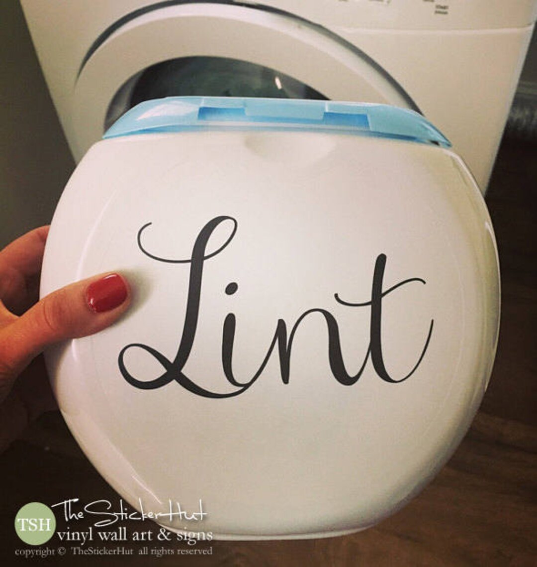 Lint Vinyl Decal Laundry Room Decor Vinyl Lettering Removeable Washer ...