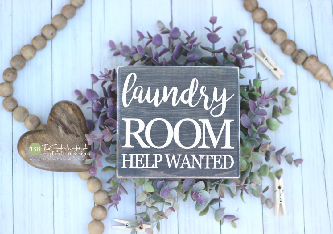 Laundry Room Help Wanted Sign Mini Block - Laundry Room Decor - Wood ...