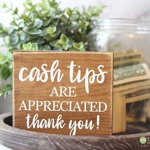 Cash Tips Are Appreciated Thank You! Wood Sign Block - Business Store ...
