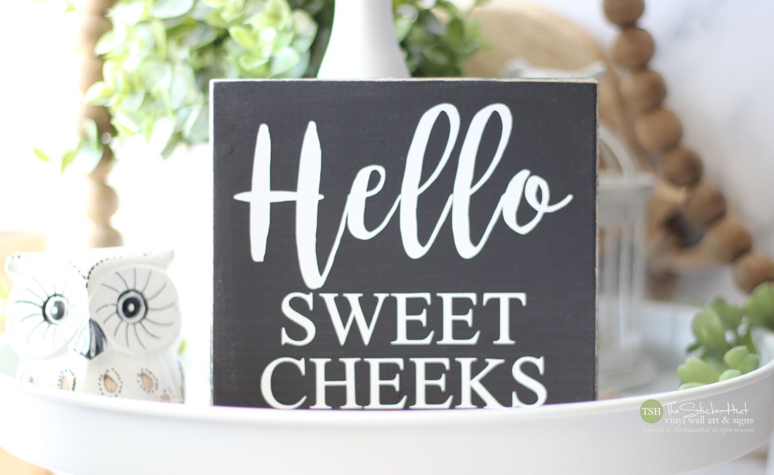 Hello Sweet Cheeks Bathroom Sign Mini Block Wood - Bath Decor - Wooden ...