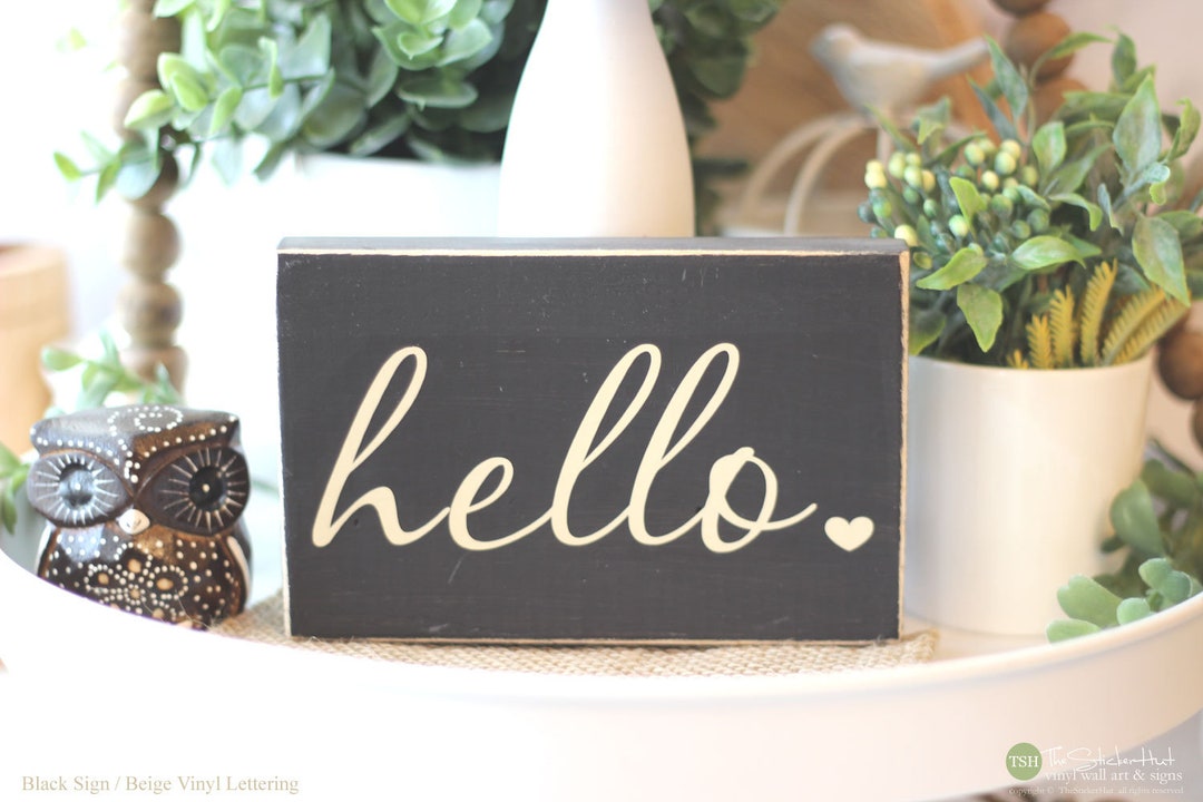 Hello Wood Sign Mini Block - Coffee Bar Sign - Tiered Tray Wood Sign ...