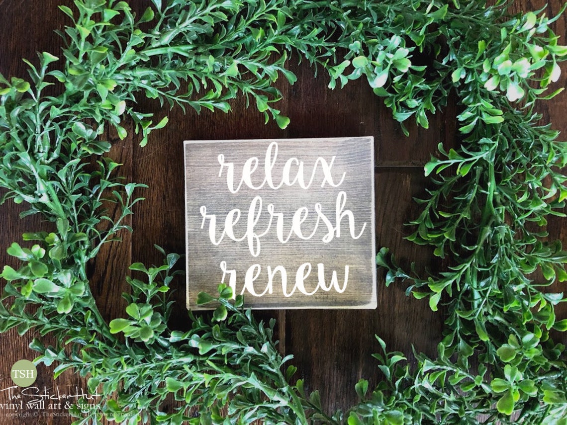 Relax Refresh Renew Bathroom Sign Mini Block Wood Kids Bath | Etsy