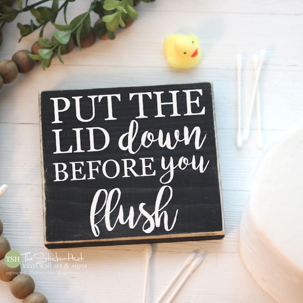 Bathroom Signs Flush With Lid Down - Etsy