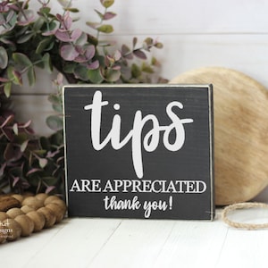 Tips Are Appreciated Thank You Wood Sign Block Office Decor Wooden Sign ...