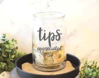 Tips Thank You Vinyl Decal Vinyl Lettering for Tip Jar Removeable JAR ...