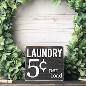 Laundry 5 Cents per Load Laundry Sign Mini Block - Funny Sign - Laundry ...