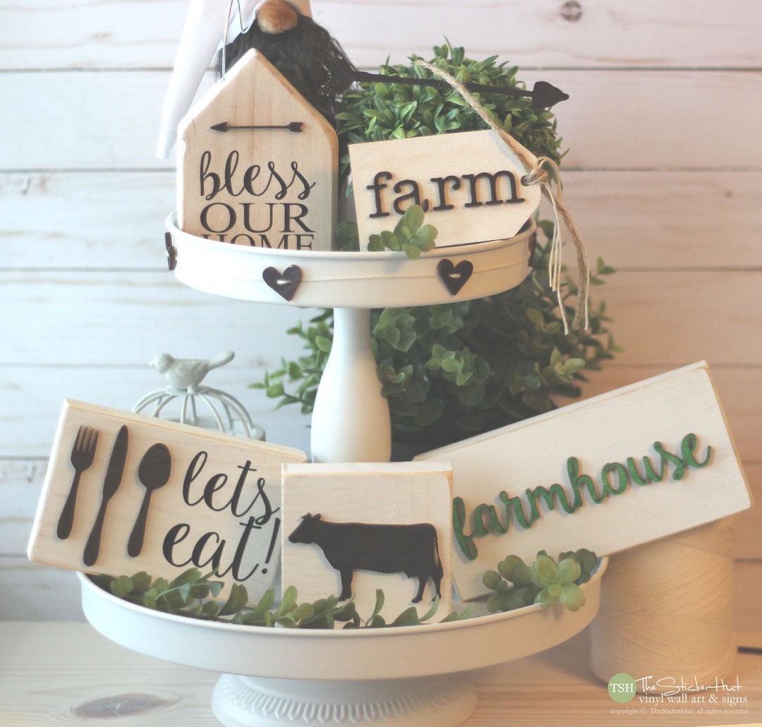 Farmhouse Signs HOME Sign Tiered Tray Set Mix and Match Items Mini ...