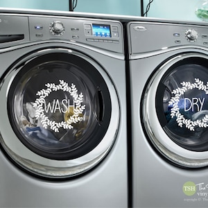 Wash Dry Laundry Room Decor Vinyl Decal Set, Washing Machines and ...