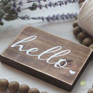 Hello Mini Block Wood Sign - Coffee Bar Sign - Tiered Tray Wood Sign ...