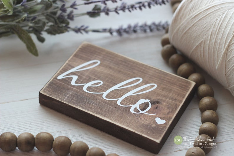 Hello Mini Block Wood Sign Coffee Bar Sign Tiered Tray - Etsy