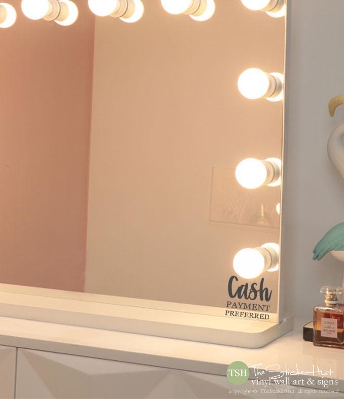 Cash Payment Preferred Vinyl Decal - Vinyl Lettering - Mirror Decal ...