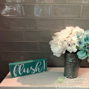 Flush! Bathroom Sign - Funny Gift - Home Decor - Wood Sign - Wooden ...