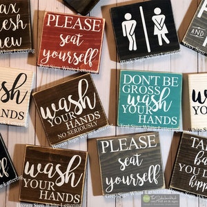 Wash Your Hands Bathroom Sign Mini Block - Funny Bathroom Decor ...