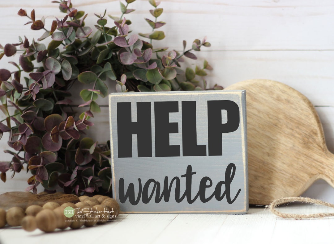 Help Wanted Wood Sign - Wood Block Sign - Small Shop Store Decor - Mom ...