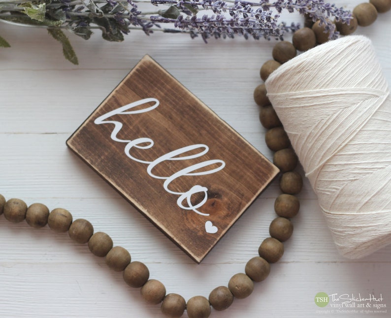 Hello Mini Block Wood Sign Coffee Bar Sign Tiered Tray - Etsy