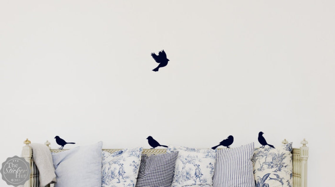 5 Birds Sitting & Flying Home Decor Bird Decor Wall Art | Etsy