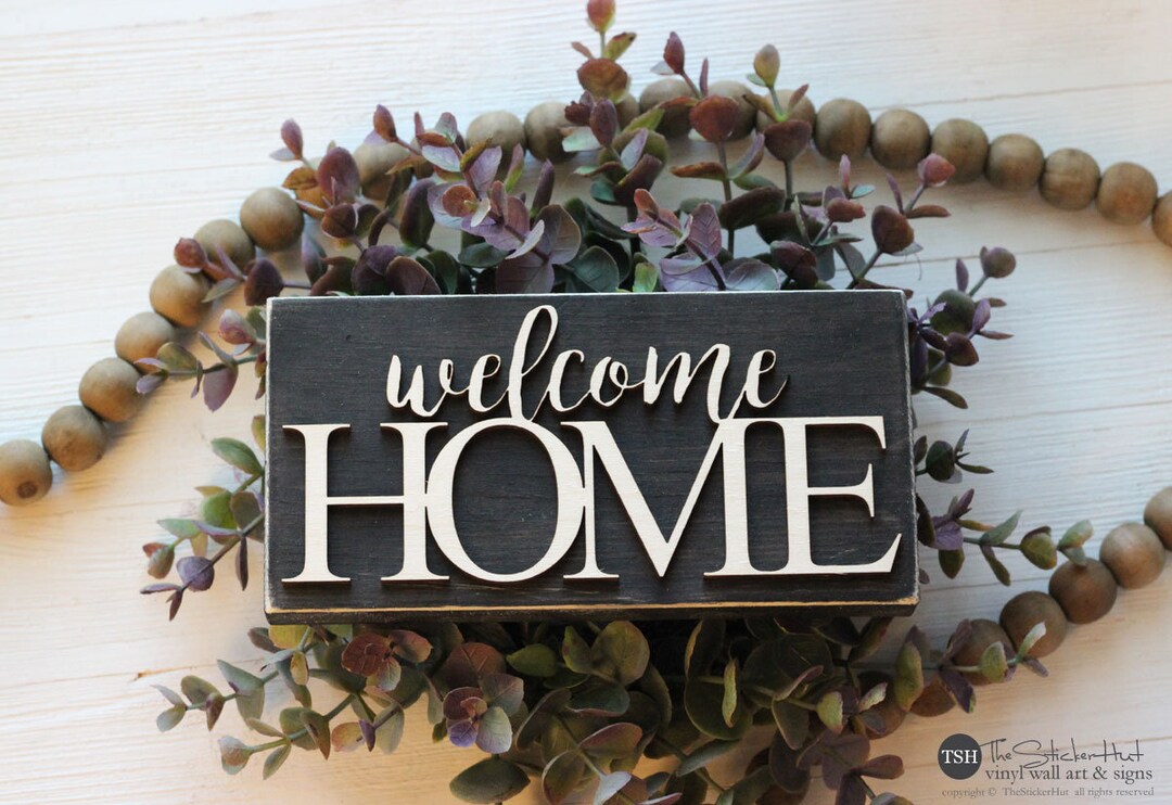 Welcome Home Sign Mini Block 3D Home Decor Wooden Sign Wood Signs ...